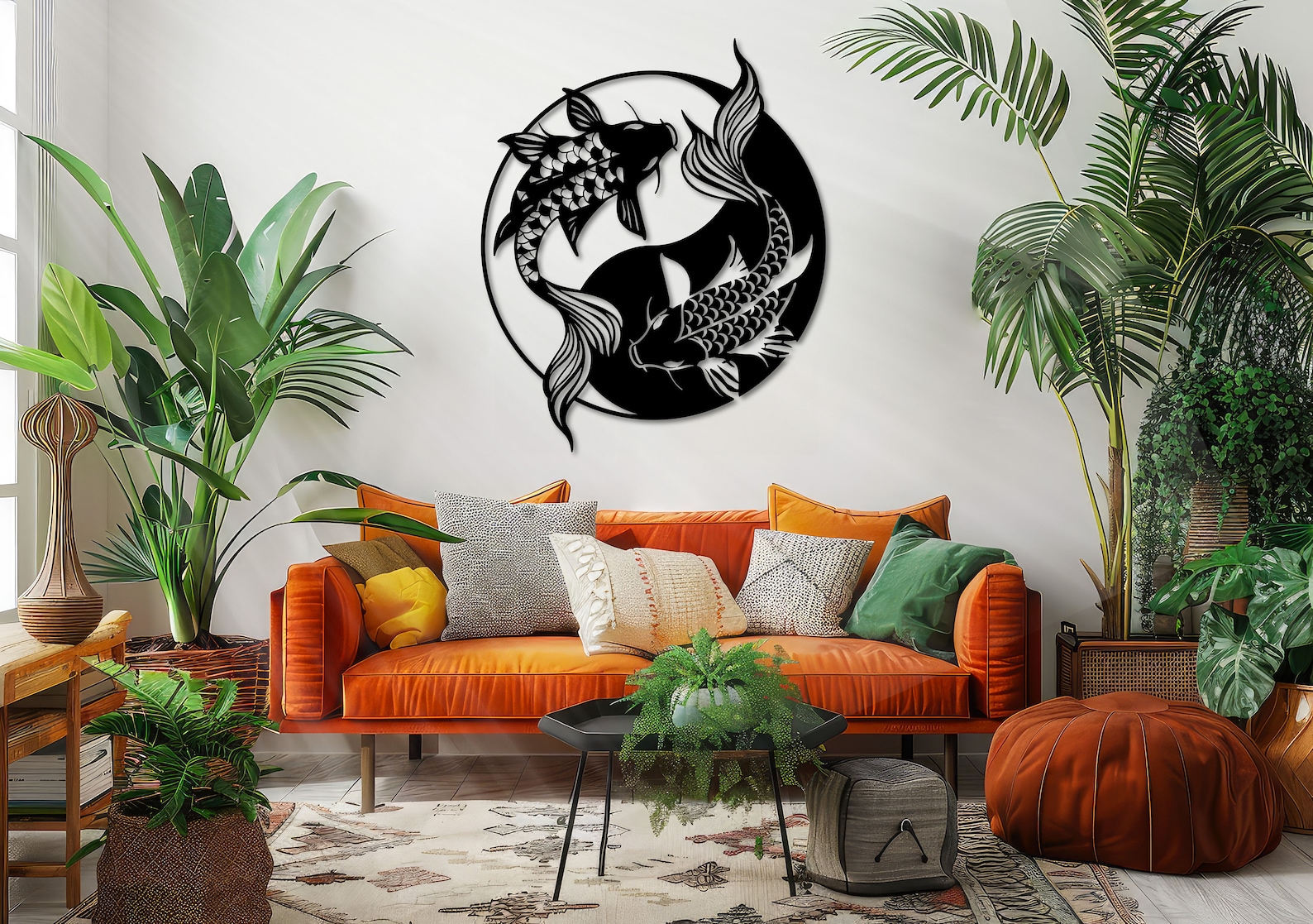 Koi Ying Yang Metal Wall Art, Koi Fish Wall Art, Yin Yang Metal Wall ...