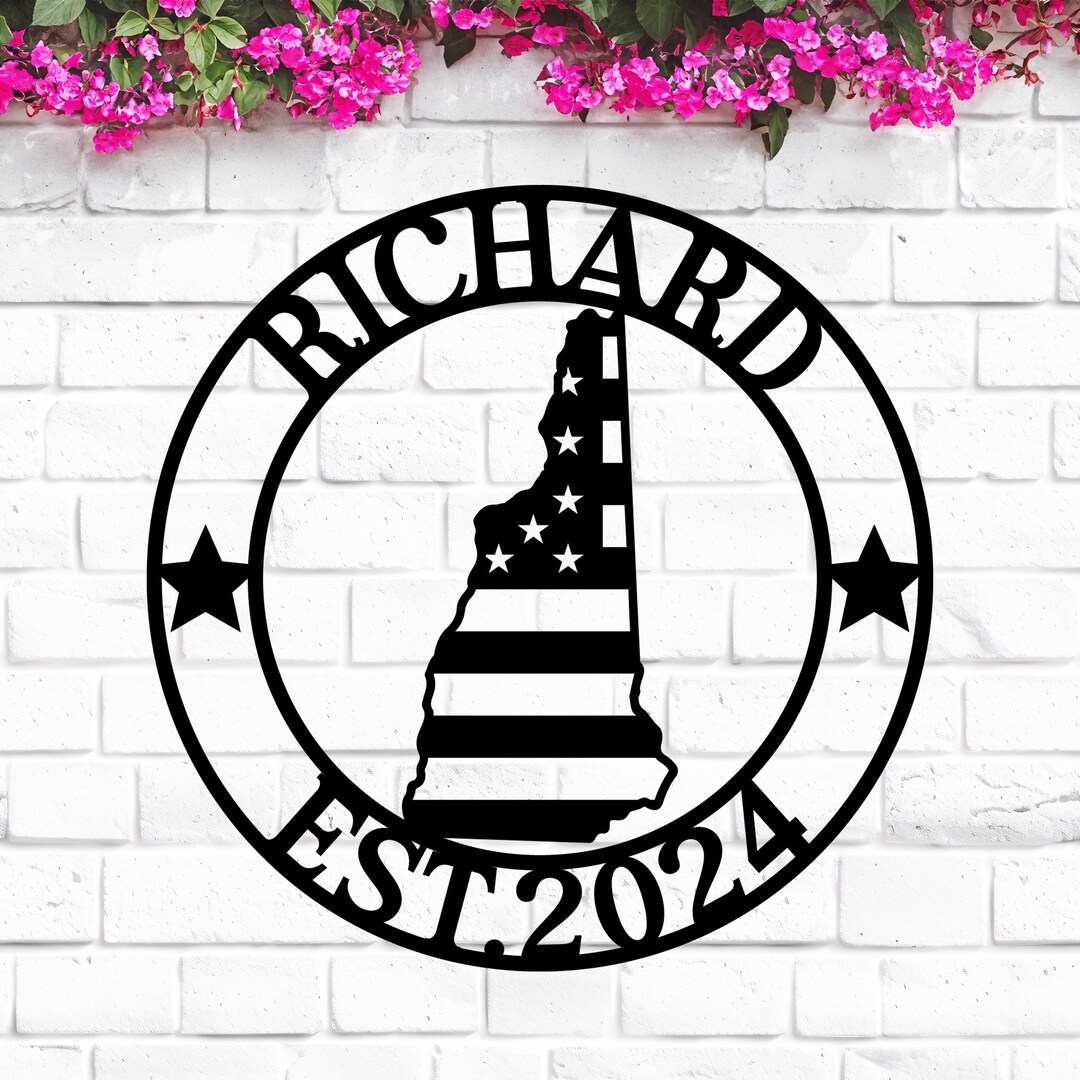 New Hampshire Custom Metal Sign, Personalized Name Sign, NH State Sign ...