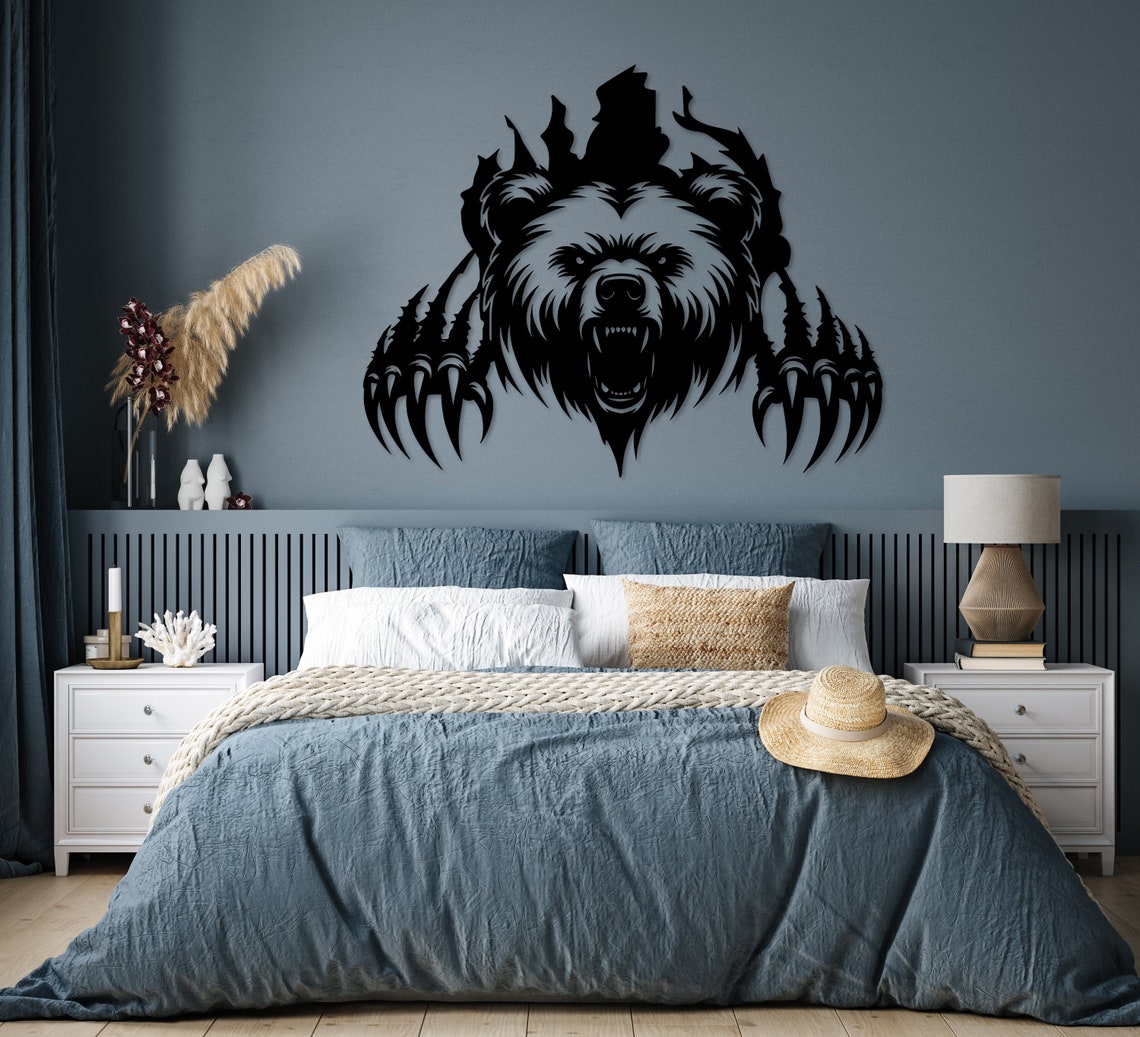 Wild Bear Metal Wall Art, Bear Wall Decor, Bear Gifts, Metal Wall Decor ...