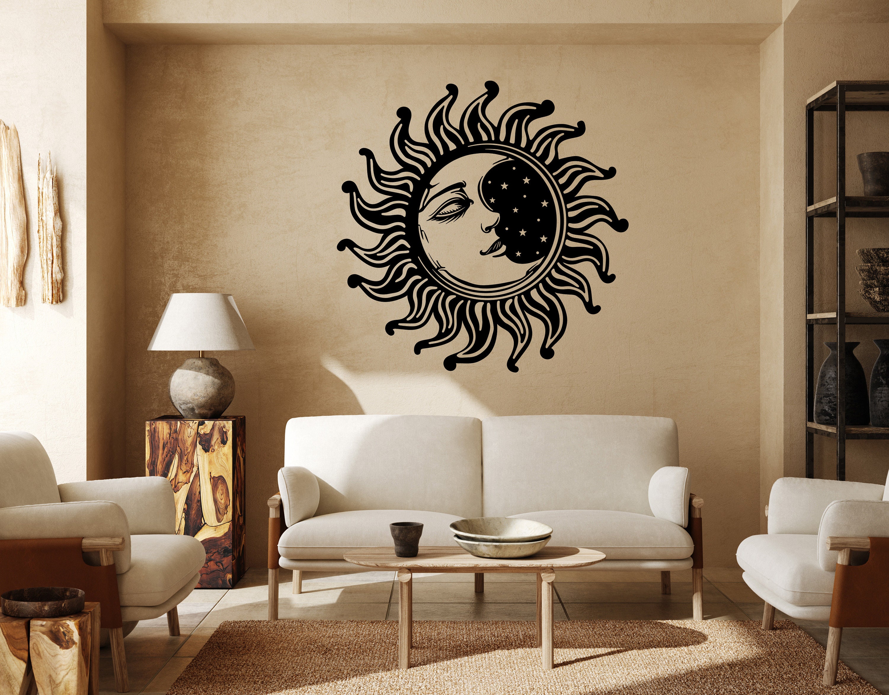 Sun and Moon Metal Wall Decor, Sun and Moon Decor, Boho Metal Wall Art ...