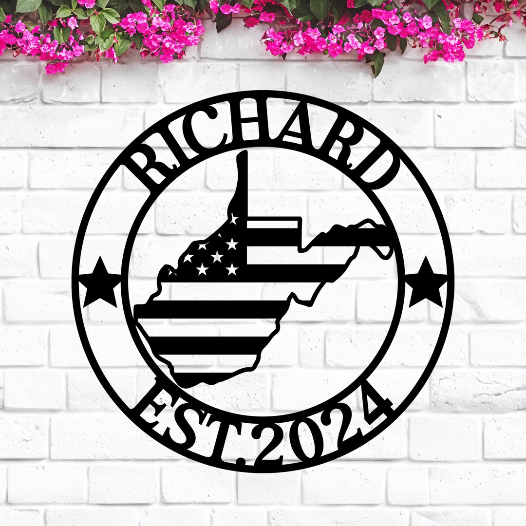 West Virginia Custom Metal Sign, Personalized Name Sign, WV State Sign ...