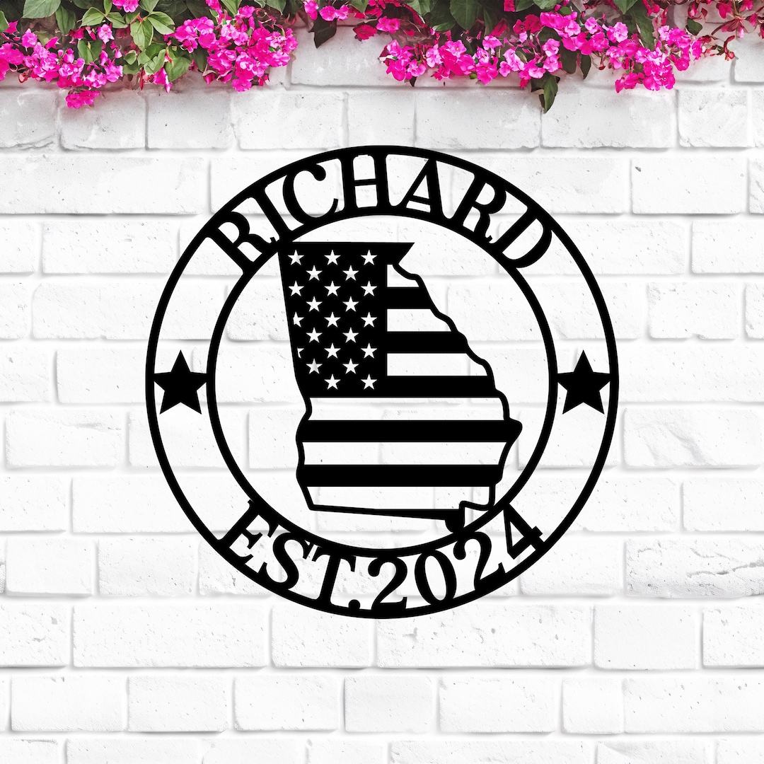 Georgia Custom Metal Sign, Personalized Name Sign, GA State Sign ...