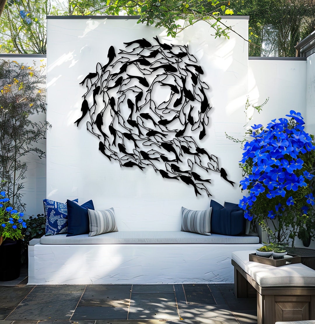 Fish Metal Wall Art, Coastal Wall Decor, Fish Lover Gift, Flock of Fish ...