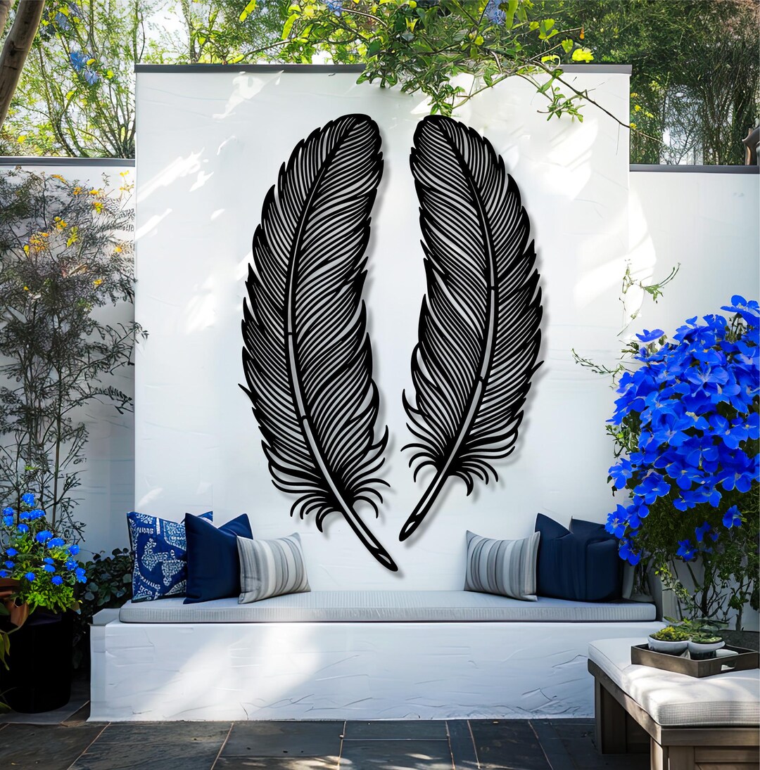 Feather Metal Wall Art, Feather Wall Art, Metal Feather Wall Art, Set ...