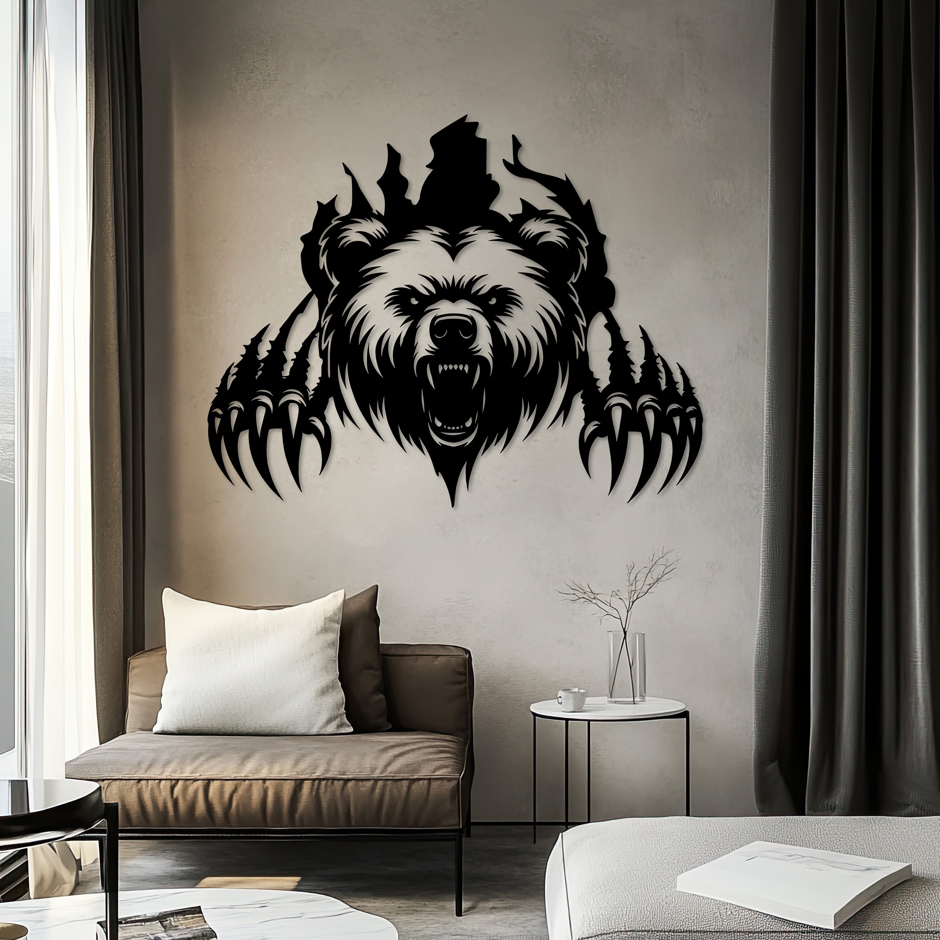 Wild Bear Metal Wall Art, Bear Wall Decor, Bear Gifts, Metal Wall Decor ...