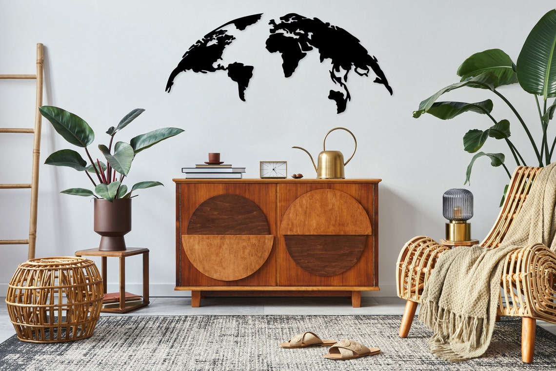 World Map Wall Art, Metal World Map Sign, Map Metal Wall Art, World Map ...