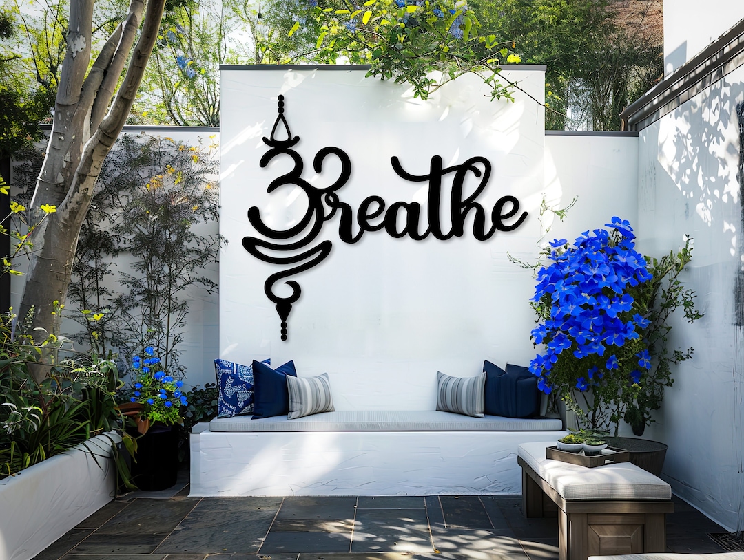 Breathe Sanskrit Symbol Metal Wall Decor,, Om Yoga Symbol Wall Art ...