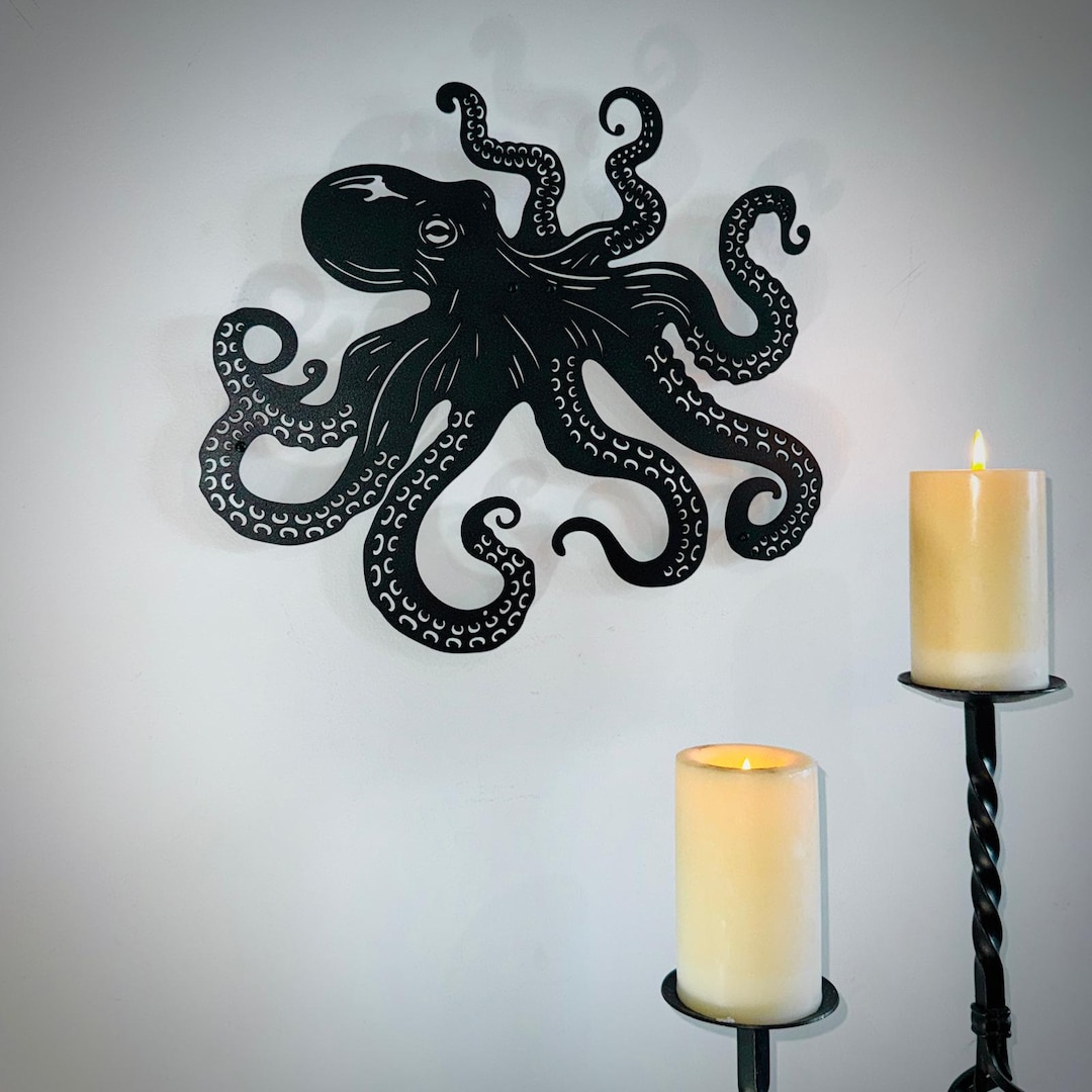 Octopus Metal Wall Decor, Octopus Wall Decor, Nautical Wall Art Decor ...