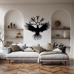 Raven Metal Viking Wall Art, Nordic Wall Decor, Viking Wall Art, Raven ...