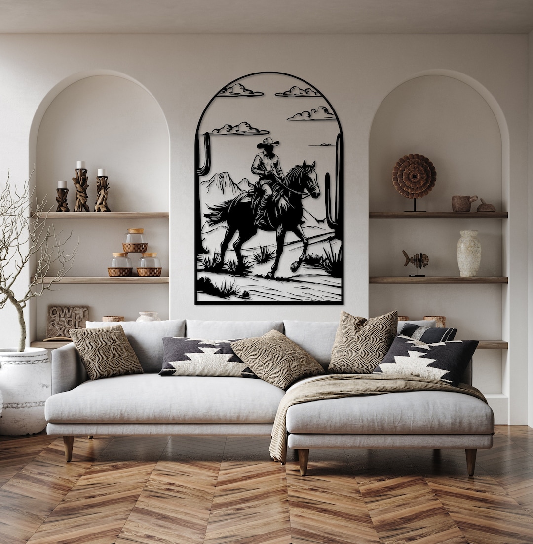 Western Boho Metal Wall Decor, Western Wall Decor, Retro Western Wall ...