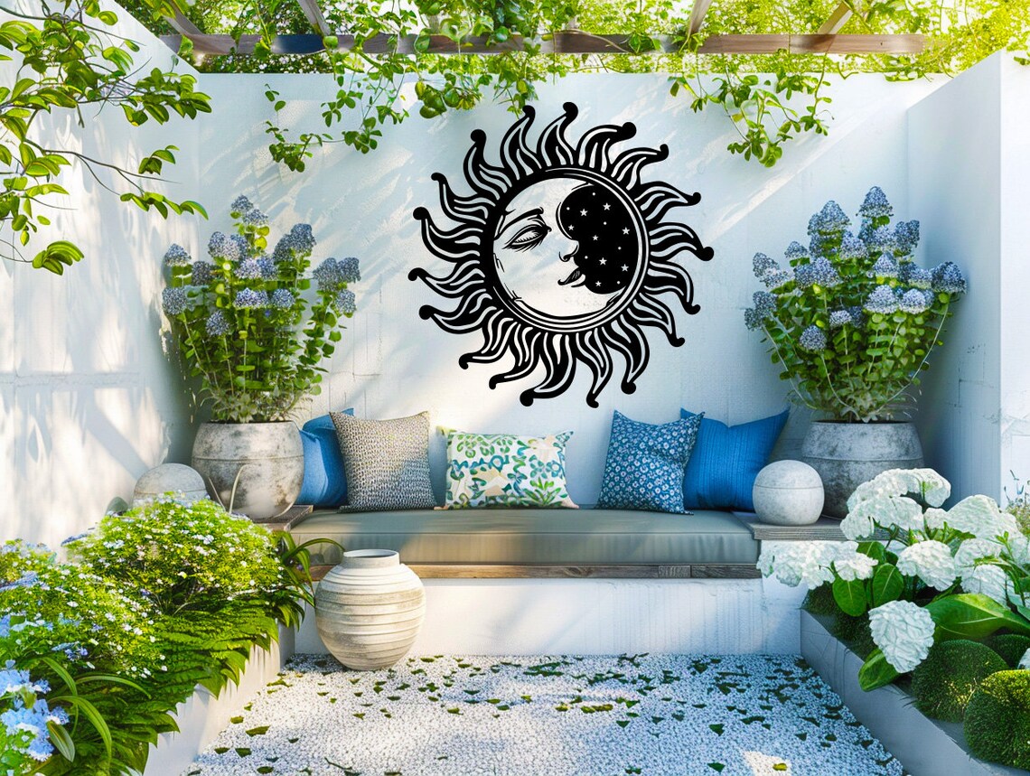 Sun and Moon Metal Wall Decor, Sun and Moon Decor, Boho Metal Wall Art ...
