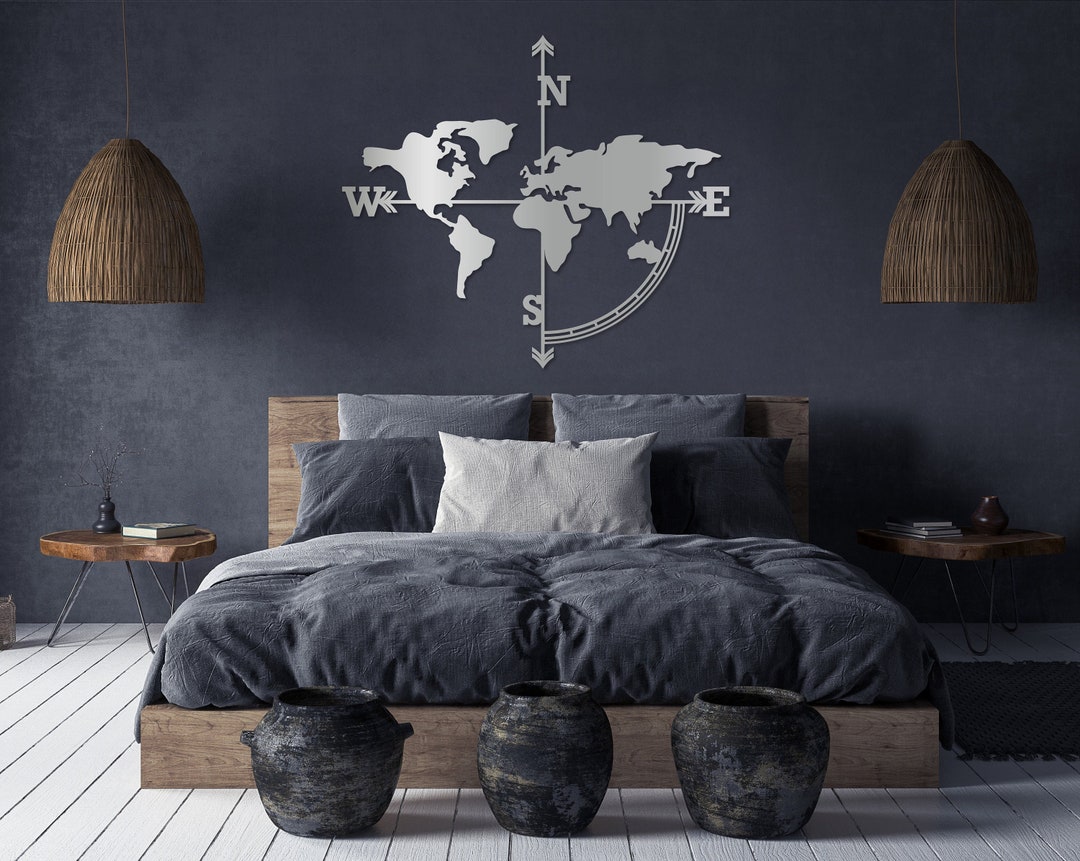 Metal World Map Sign, World Map Wall Art, World Map Decor, World Map ...