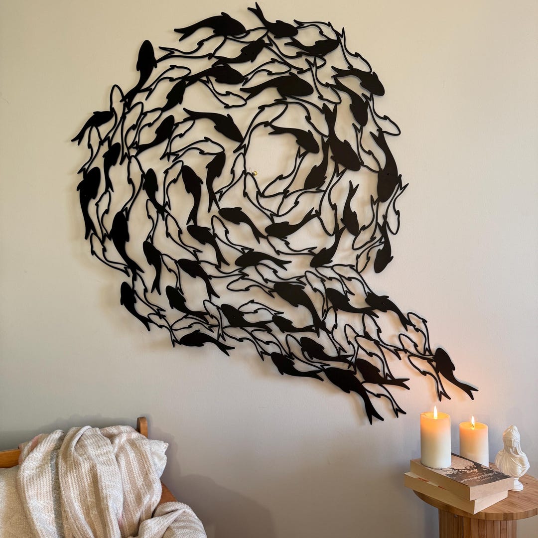 Fish Metal Wall Art, Coastal Wall Decor, Fish Lover Gift, Flock of Fish ...