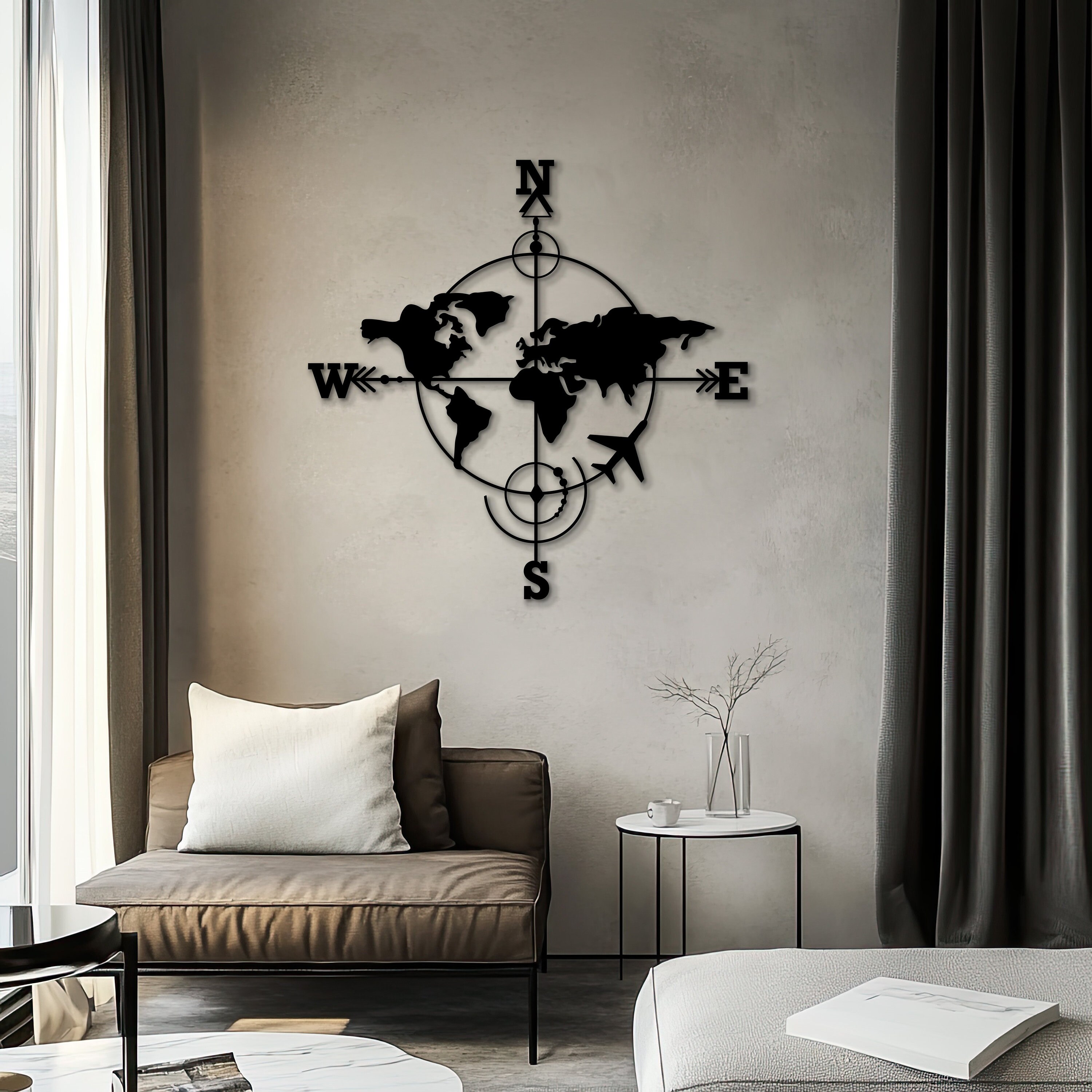 World Map Wall Art, World Map Art, Metal World Map Wall Art, Office ...
