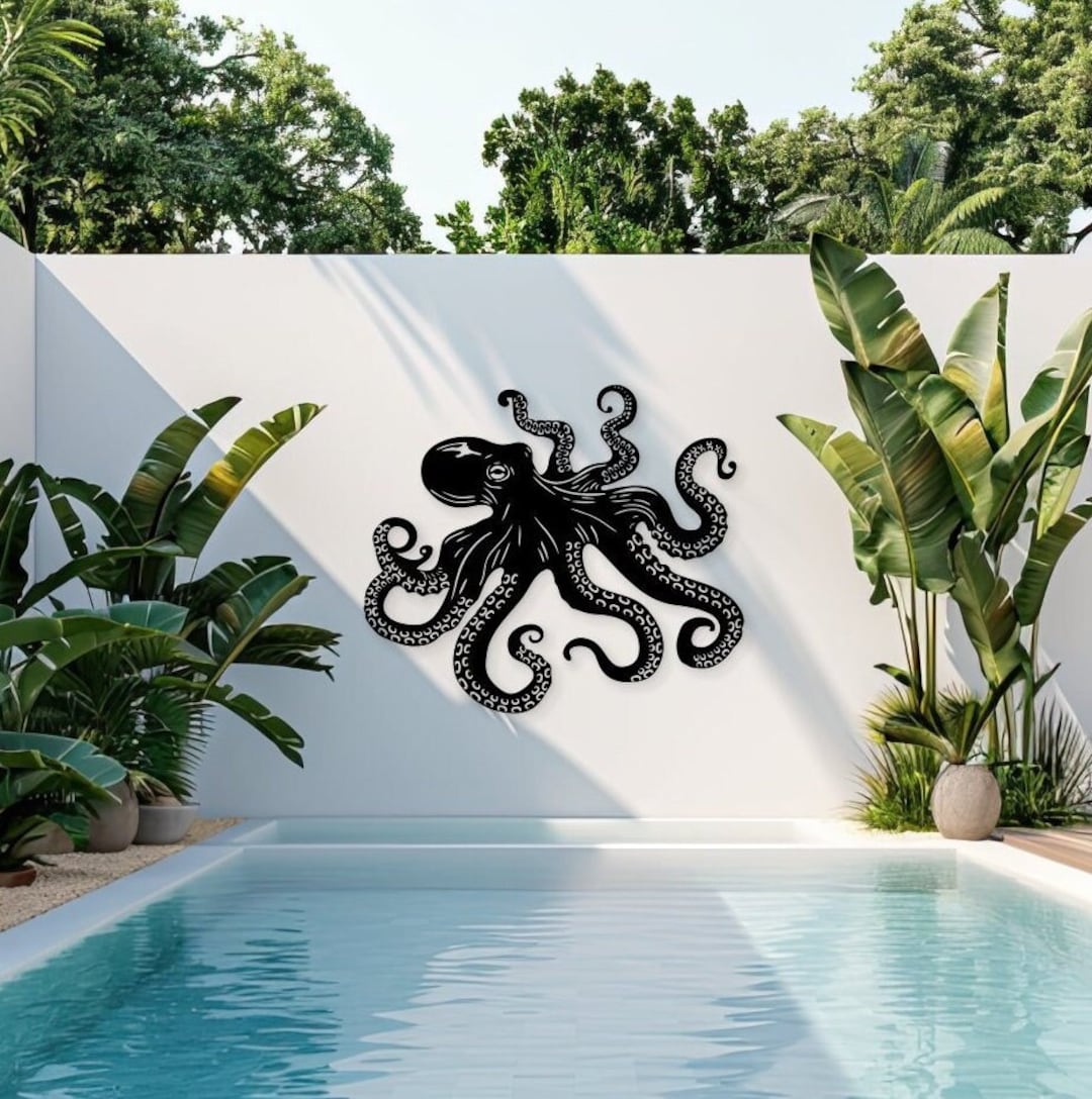 Octopus Metal Wall Decor, Octopus Wall Decor, Nautical Wall Art Decor ...