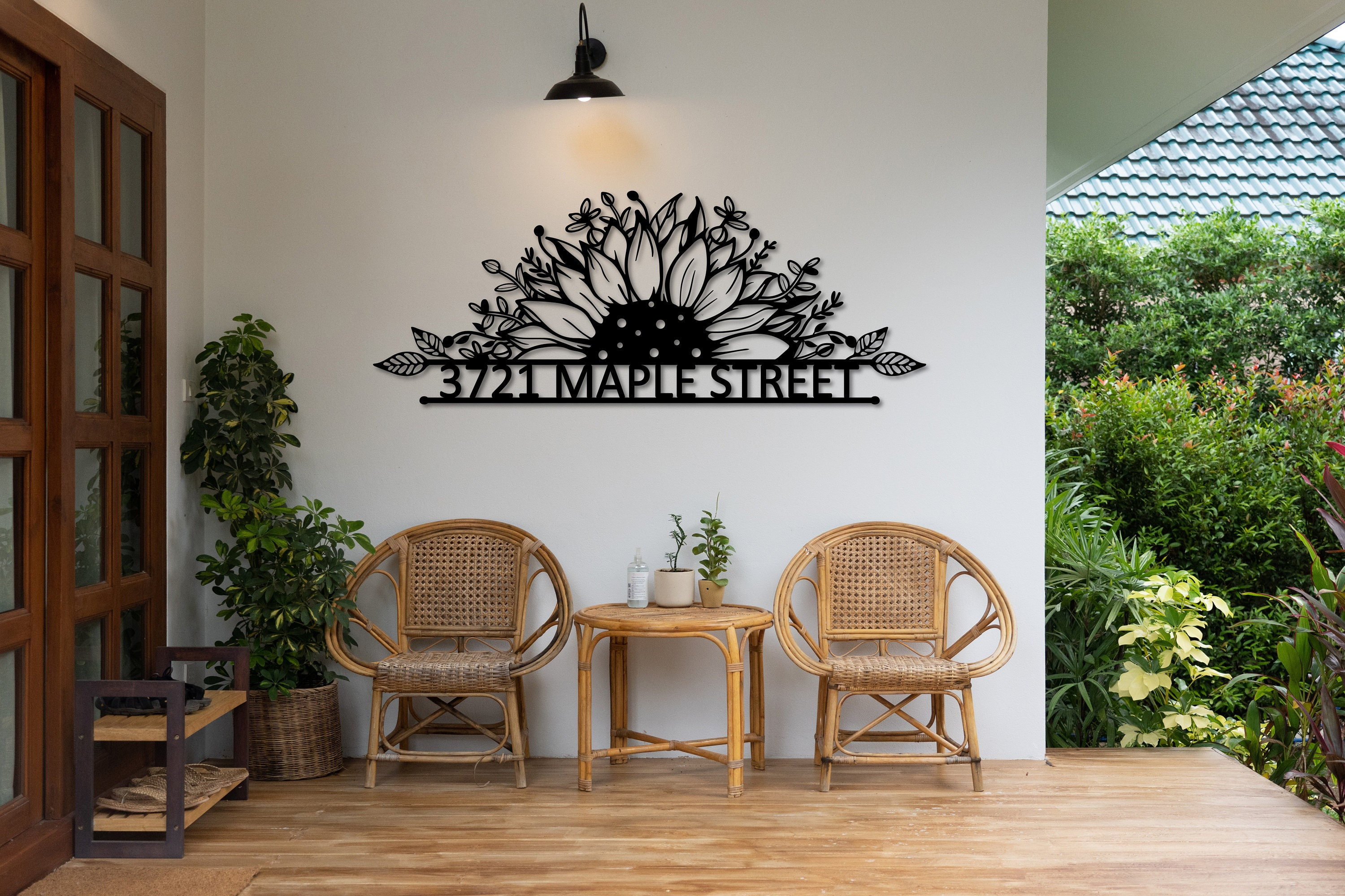 Custom Metal Address Sign, Sunflower Address Sign, Flower Home Number ...