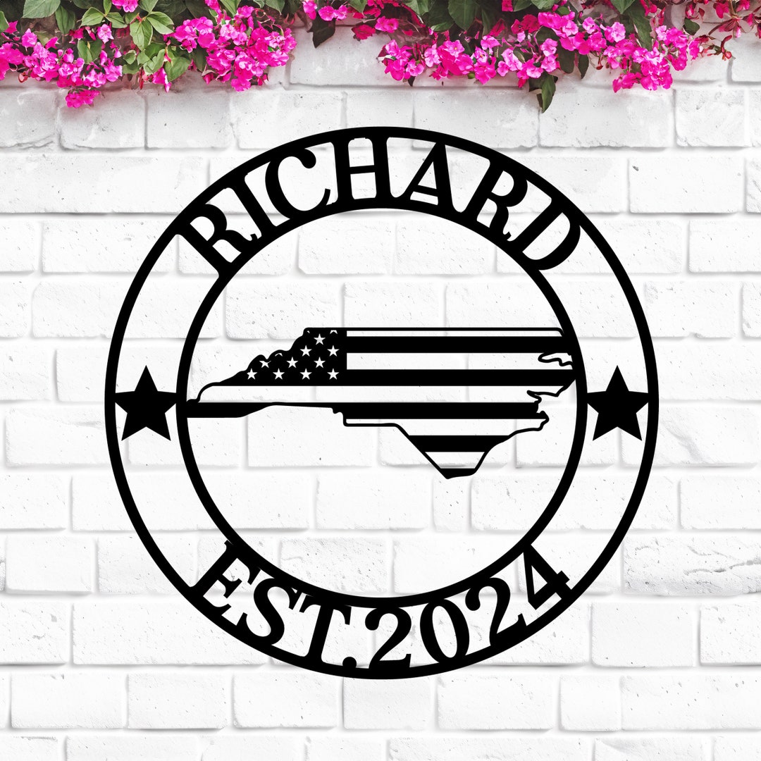 North Carolina Custom Metal Sign, Personalized Name Sign, NC State Sign ...