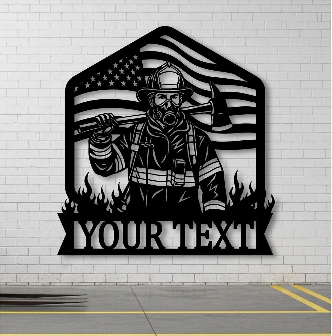 Personalized Firefighter Metal Sign, Fire Department Wall Decor ...
