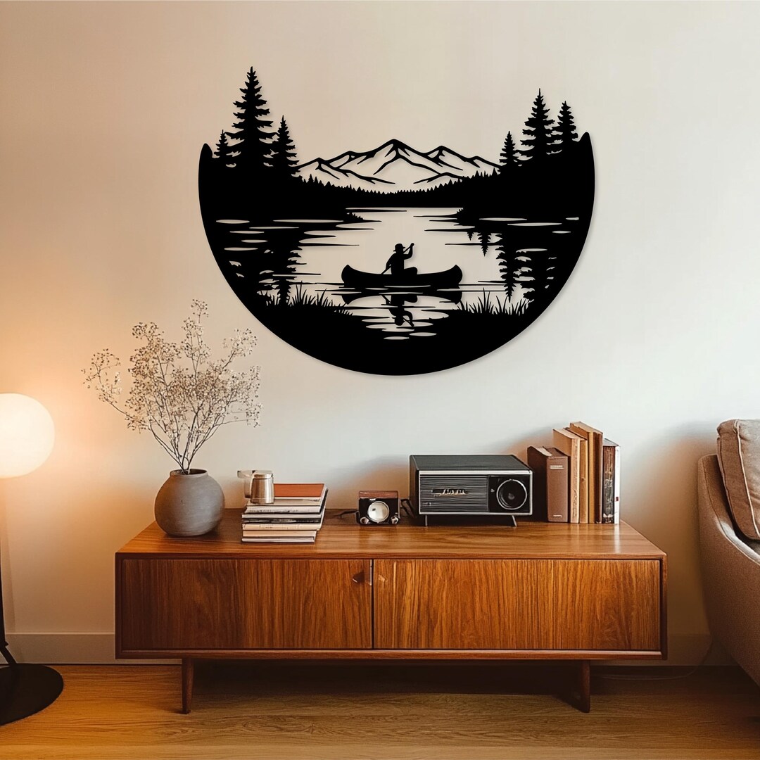 Mountain Lake Metal Wall Decor, Lake Wall Decor, Lake Cabin Decor, Lake ...