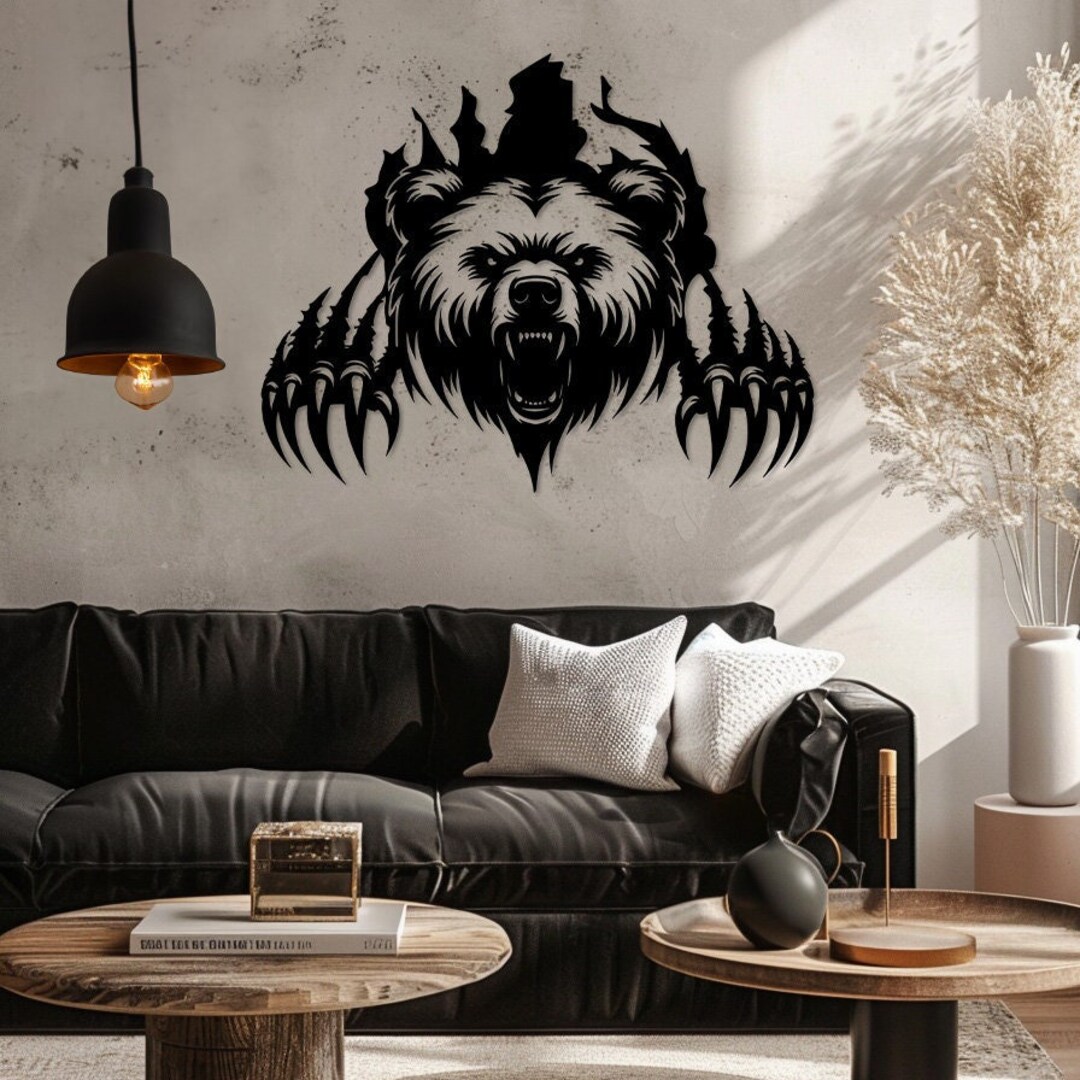 Wild Bear Metal Wall Art, Bear Wall Decor, Bear Gifts, Metal Wall Decor ...