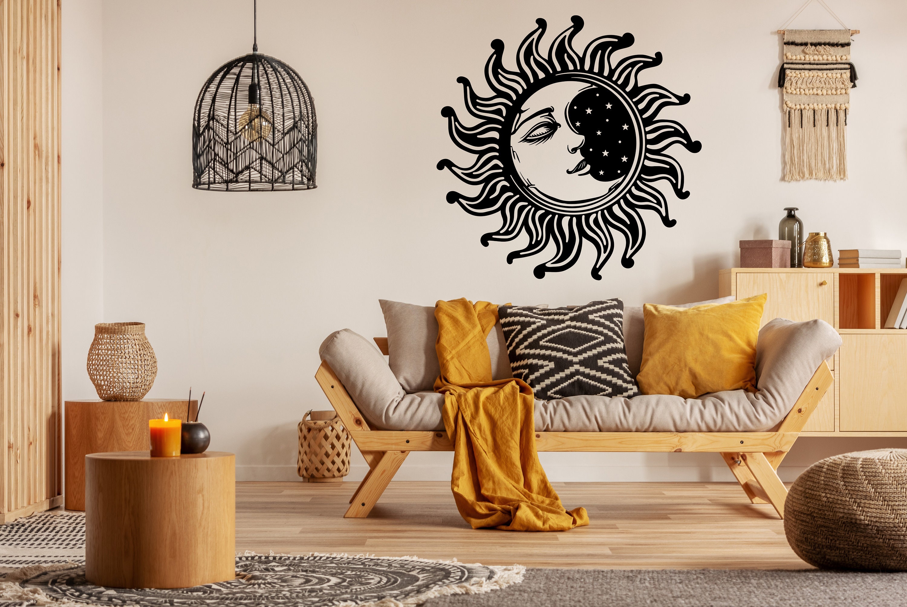 Sun and Moon Metal Wall Decor, Sun and Moon Decor, Boho Metal Wall Art ...