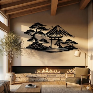 Japanese Metal Sign, Fuji Mountain Sign, Tori Gate Sign, Japanese ...