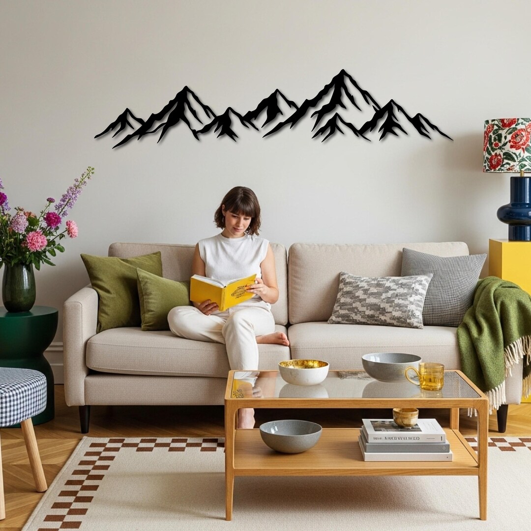 Mountain Metal Wall Decor, Mountain Wall Decor, Mountain Ranges View ...