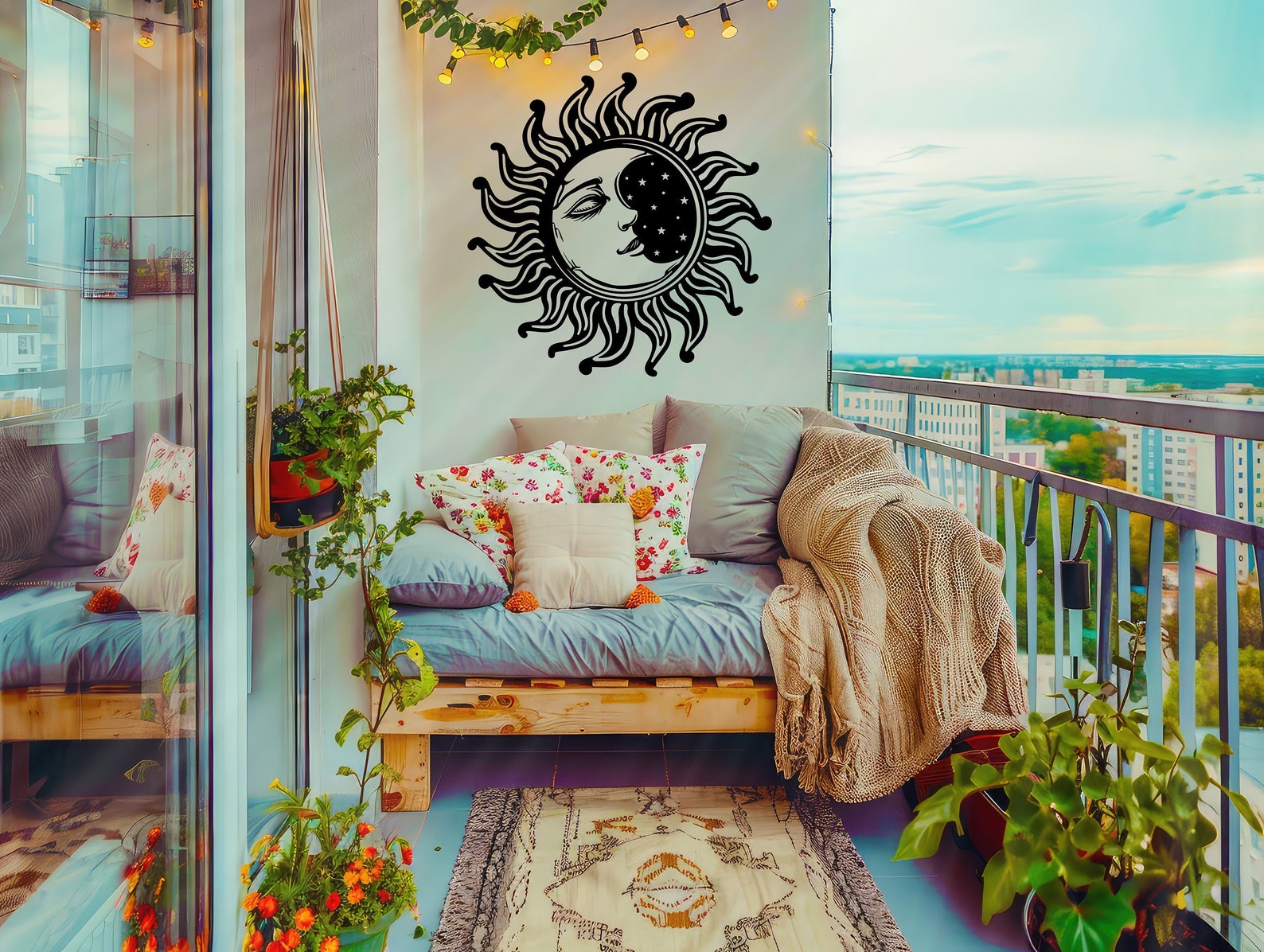 Sun and Moon Metal Wall Decor, Sun and Moon Decor, Boho Metal Wall Art ...