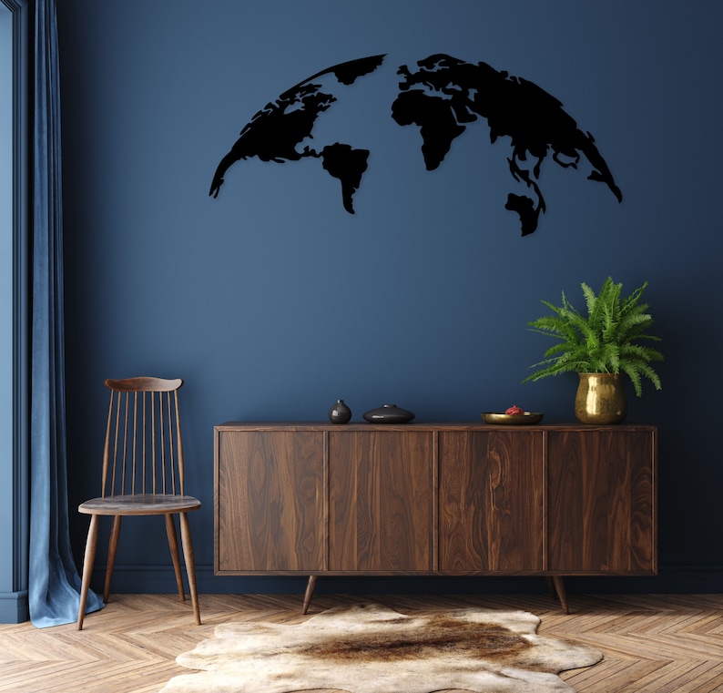World Map Wall Art, Metal World Map Sign, Map Metal Wall Art, World Map ...