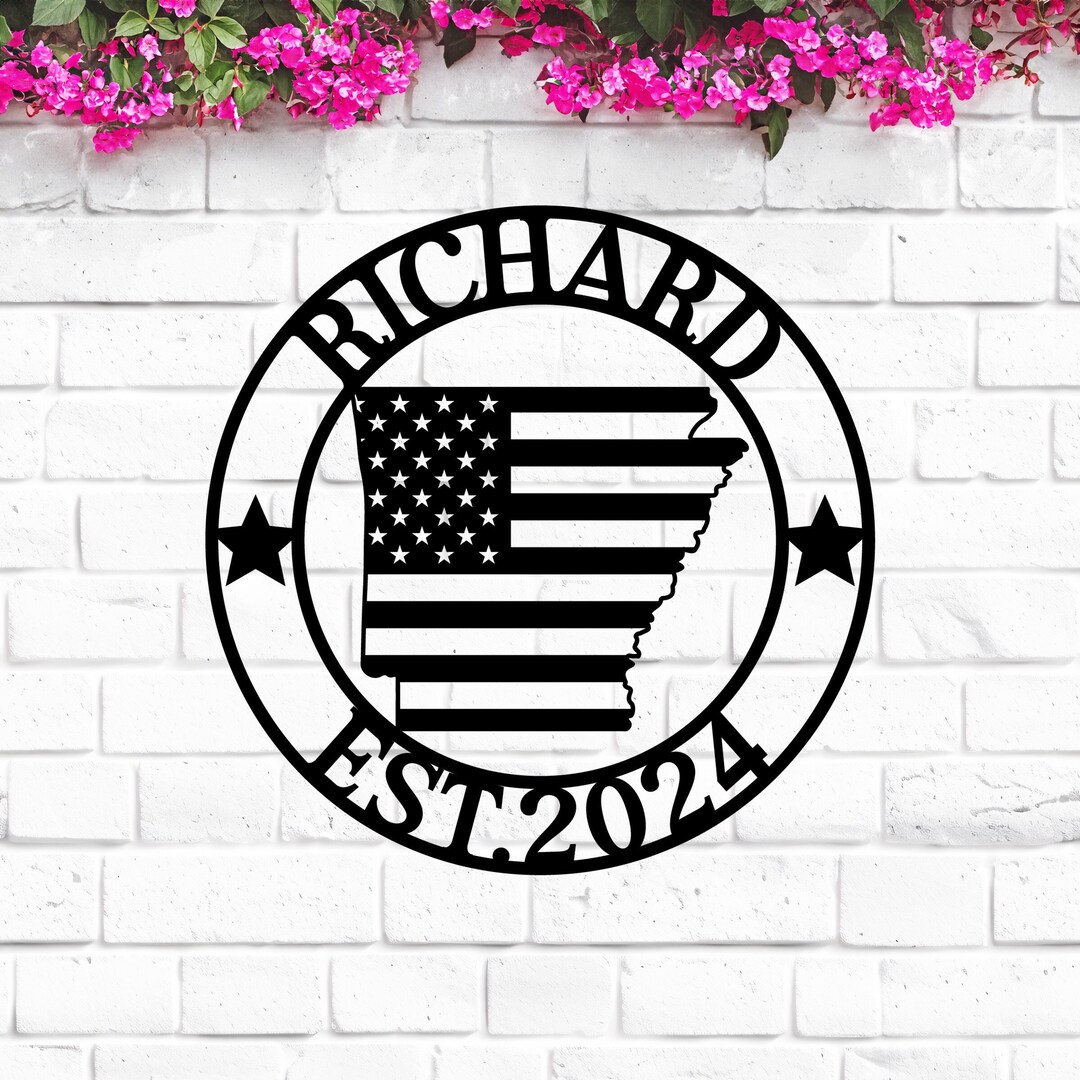 Arkansas Custom Metal Sign, Personalized Name Sign, AR State Sign ...