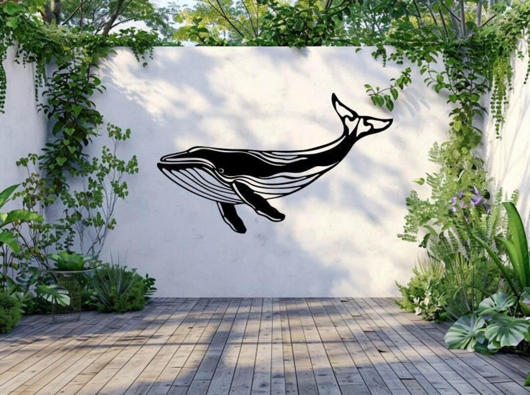 Whale Metal Wall Art, Large Blue Whale Home Decor, Nautical Decor ...