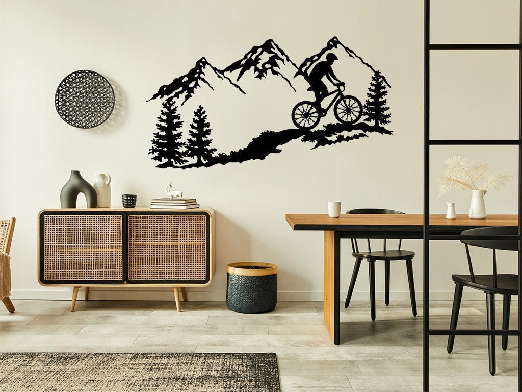 Cyclist Metal Wall Decor, Metal Wall Decor, Bicycle Metal Wall Art ...