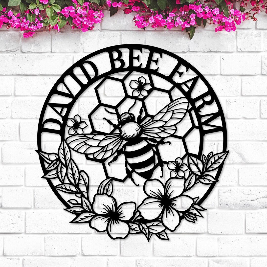 Custom Honey Bee Metal Wall Sign, Personalized Metal Bee Decor, Bee ...