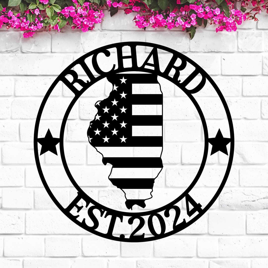 Illinois Custom Metal Sign, Personalized Name Sign, IL State Sign ...