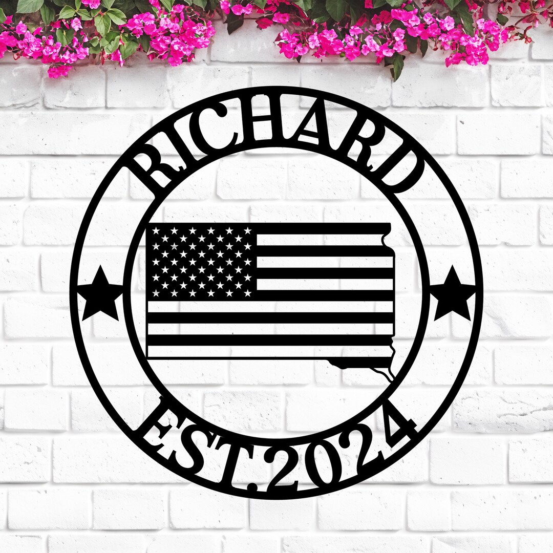 South Dakota Custom Metal Sign, Personalized Name Sign, SD State Sign ...