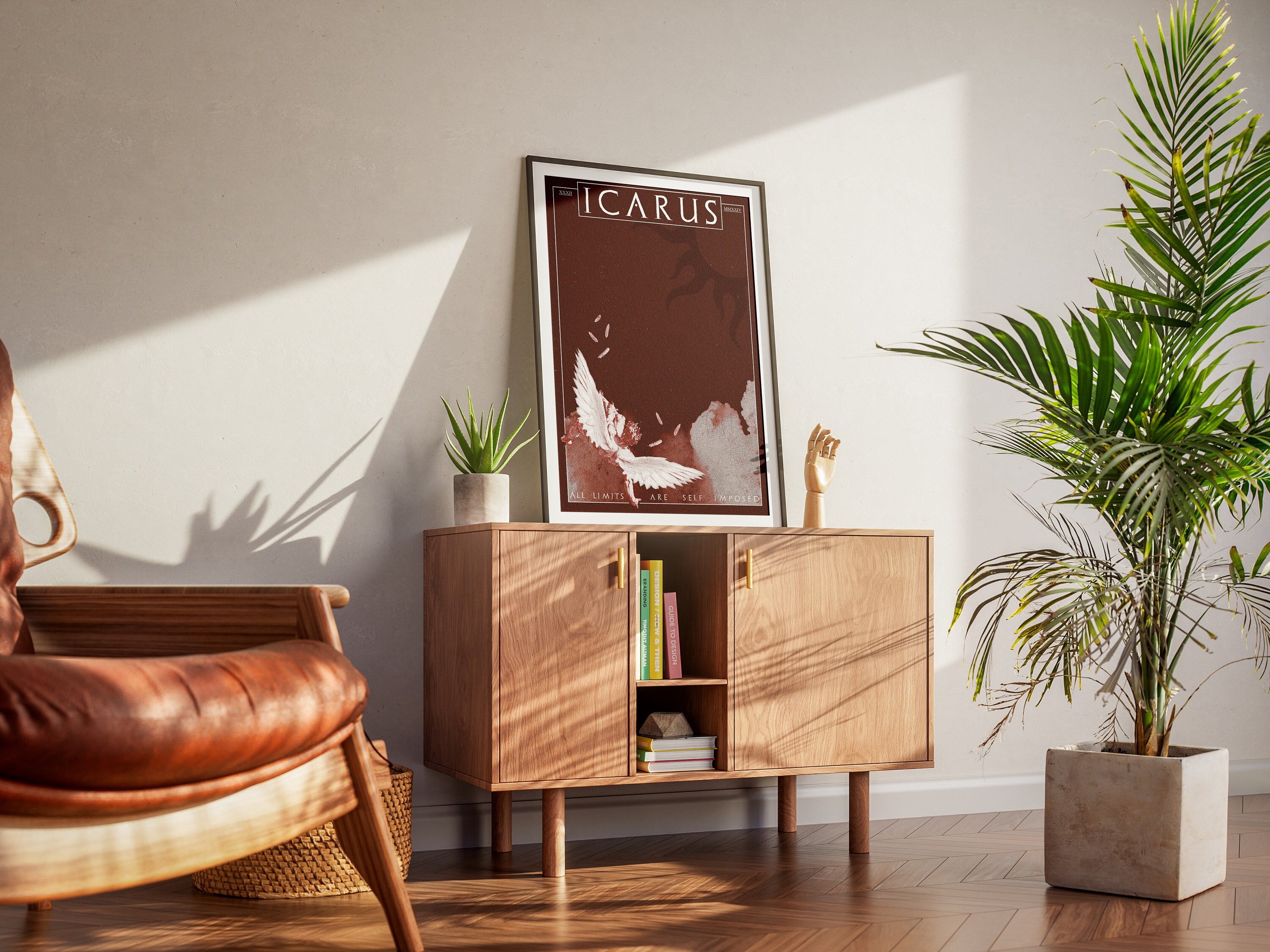 Icarus Falling Poster Mythology Wall Art Red Room Decor Mythology Art ...