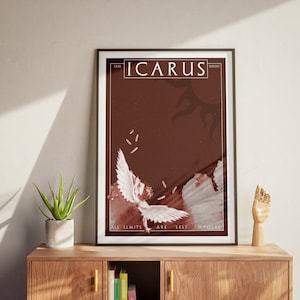 Icarus Falling Poster Mythology Wall Art Red Room Decor Mythology Art ...