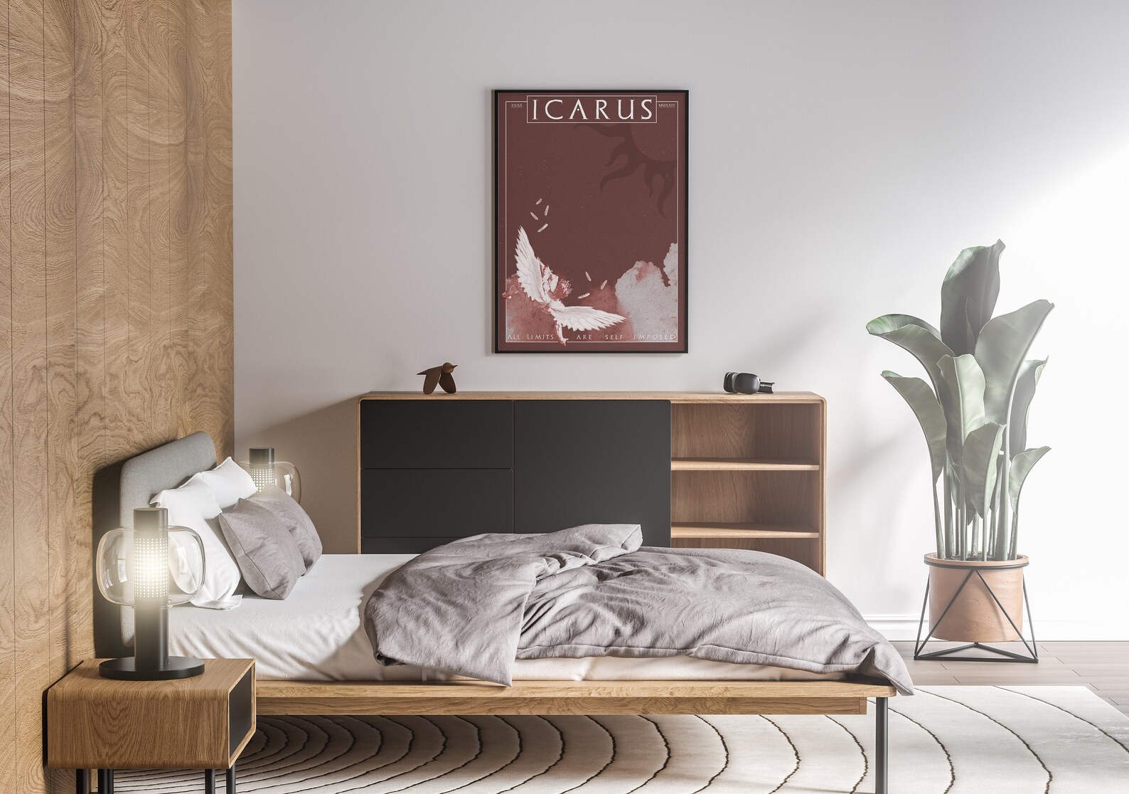 Icarus Falling Poster Mythology Wall Art Red Room Decor Mythology Art ...