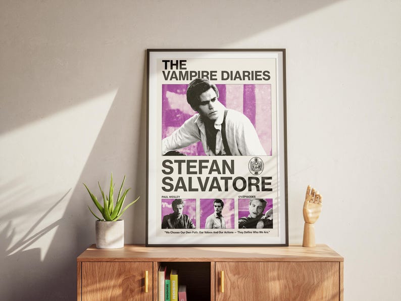 Stefan Salvatore Poster (pink) the Vampire Diaries Wall Decor TVDU ...