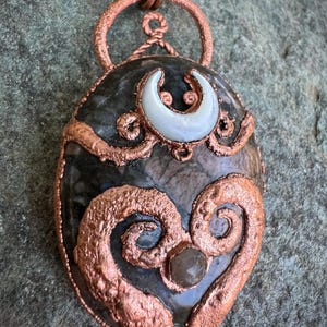 Goddess Amulet Necklace, Que Sera Stone, Mother of Pearl, Sunstone ...