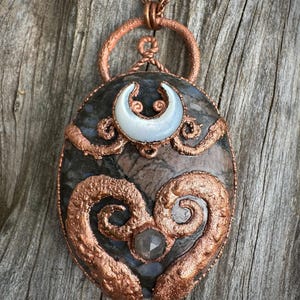 Goddess Amulet Necklace, Que Sera Stone, Mother of Pearl, Sunstone ...