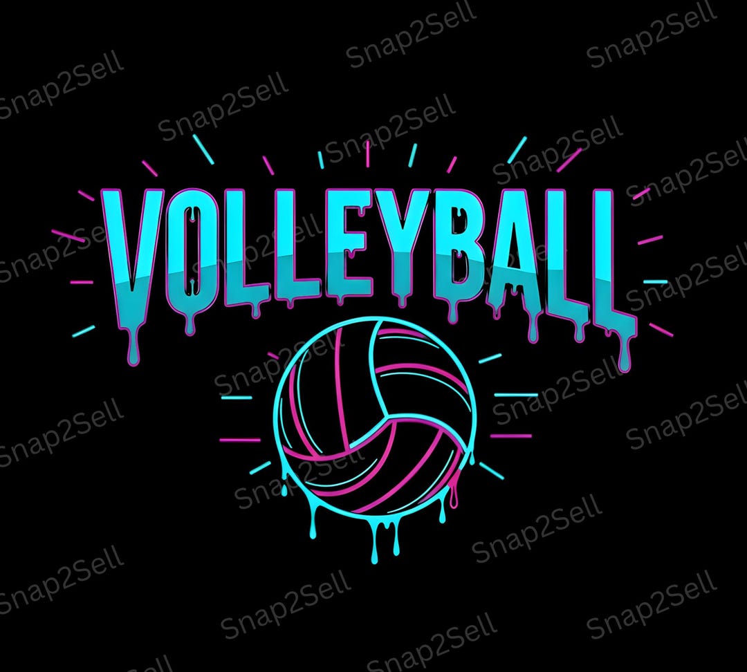 Neon Drip Volleyball Graphic, Retro Sports Design (PNG, SVG, EPS) - Etsy