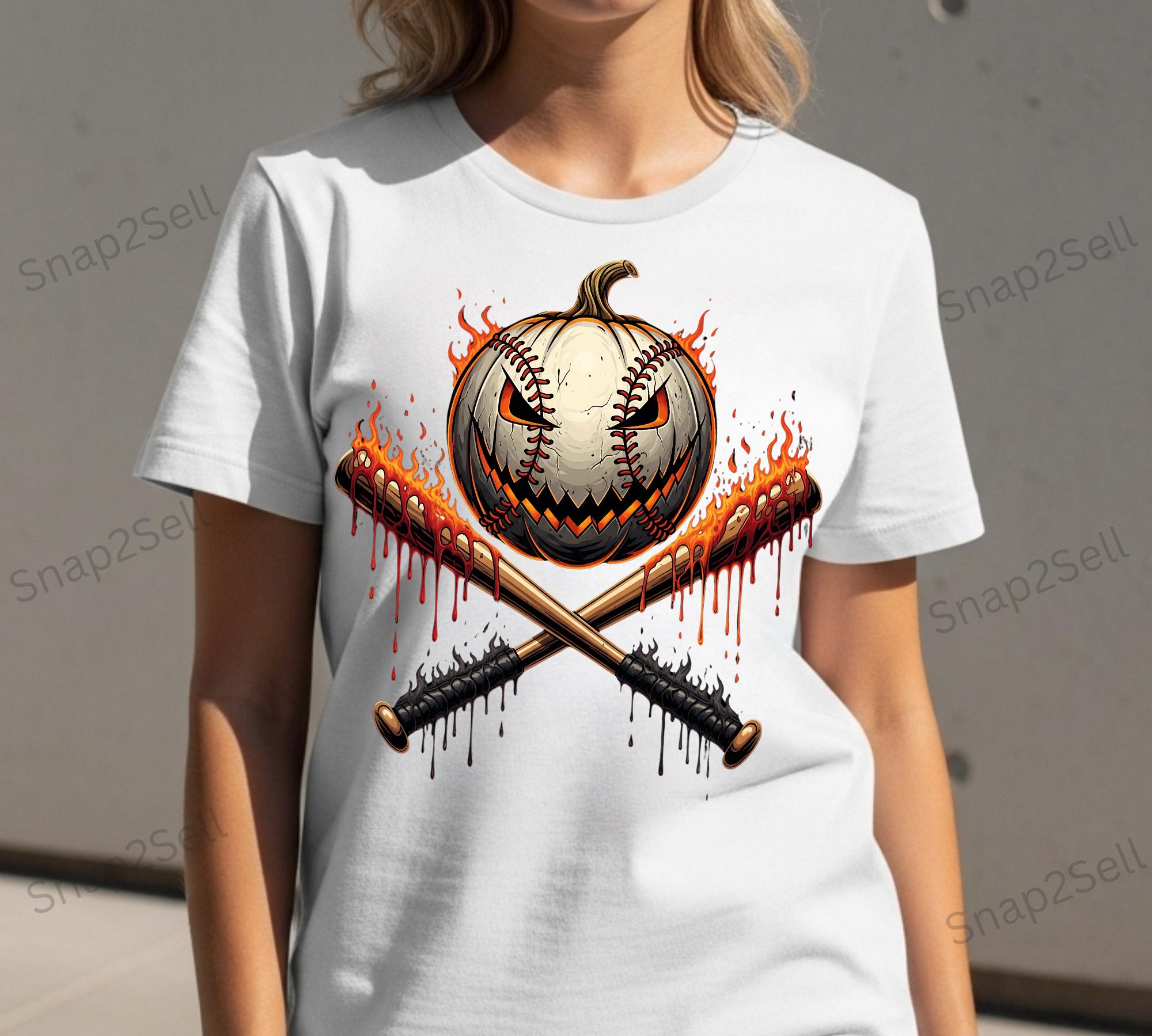 Fiery Jack-o'-lantern Baseball Bats PNG: Halloween Sublimation Design ...