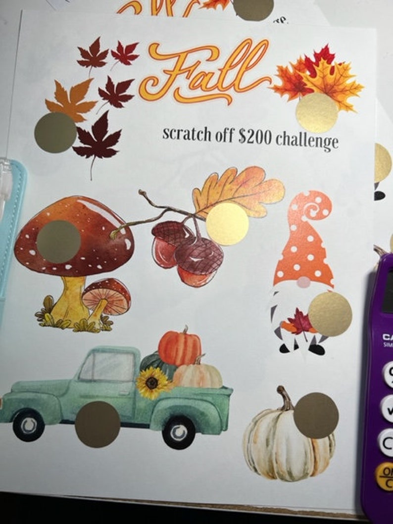 Fall Savings Challenge US Letter Scratch off Savings - Etsy