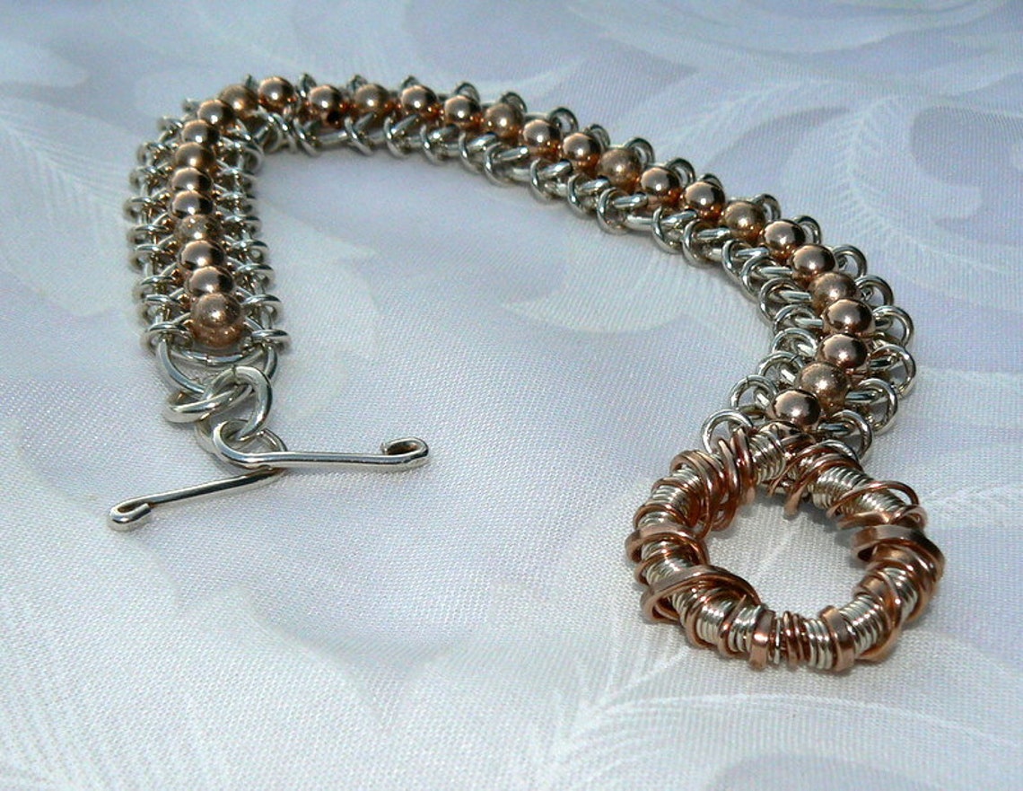 Queen's Link Chainmaille Bracelet - Sterling Silver and Rose Gold ...