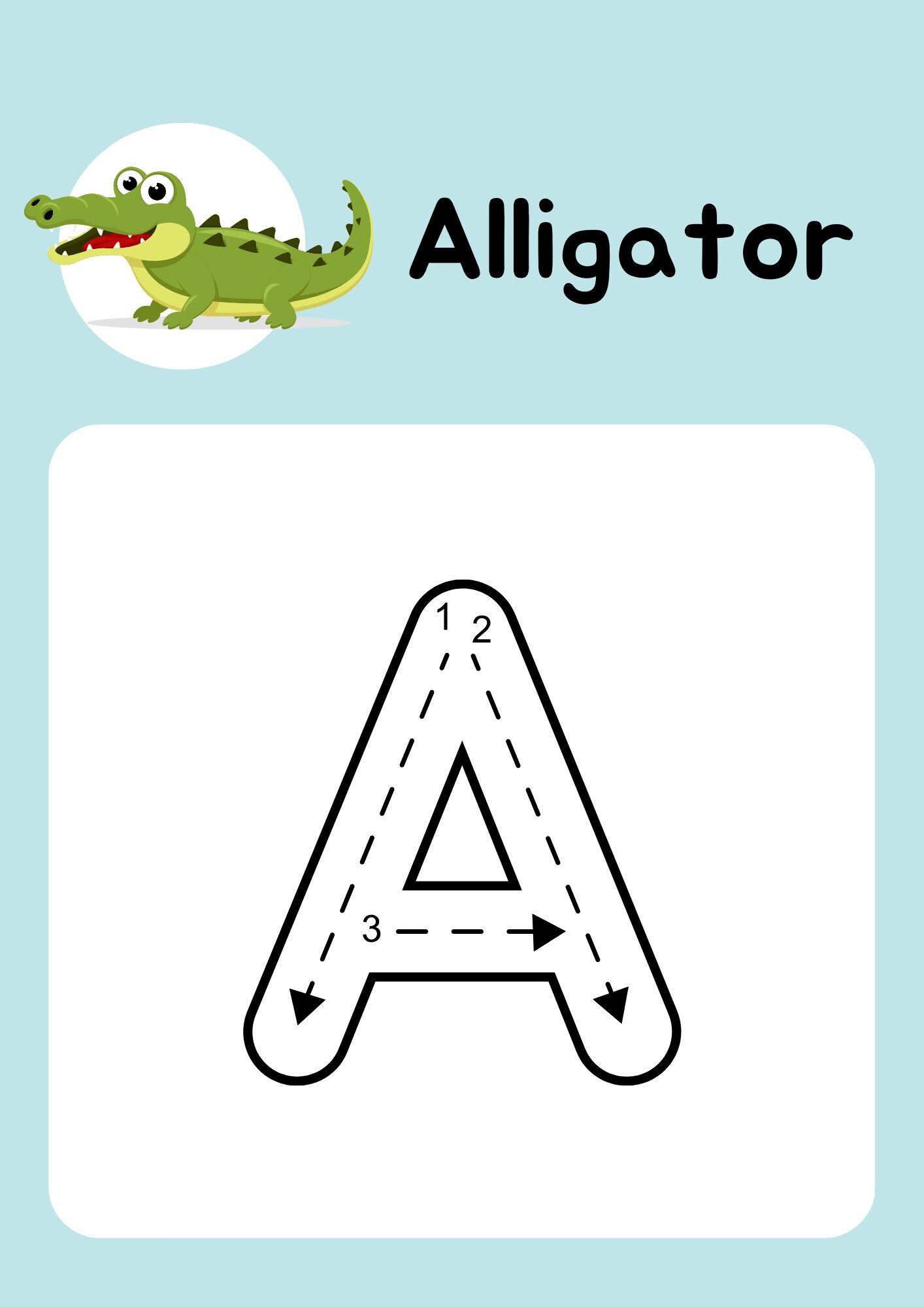 Printable Cute Alphabet Animal Tracing Activity Workbook / Flash Cards ...