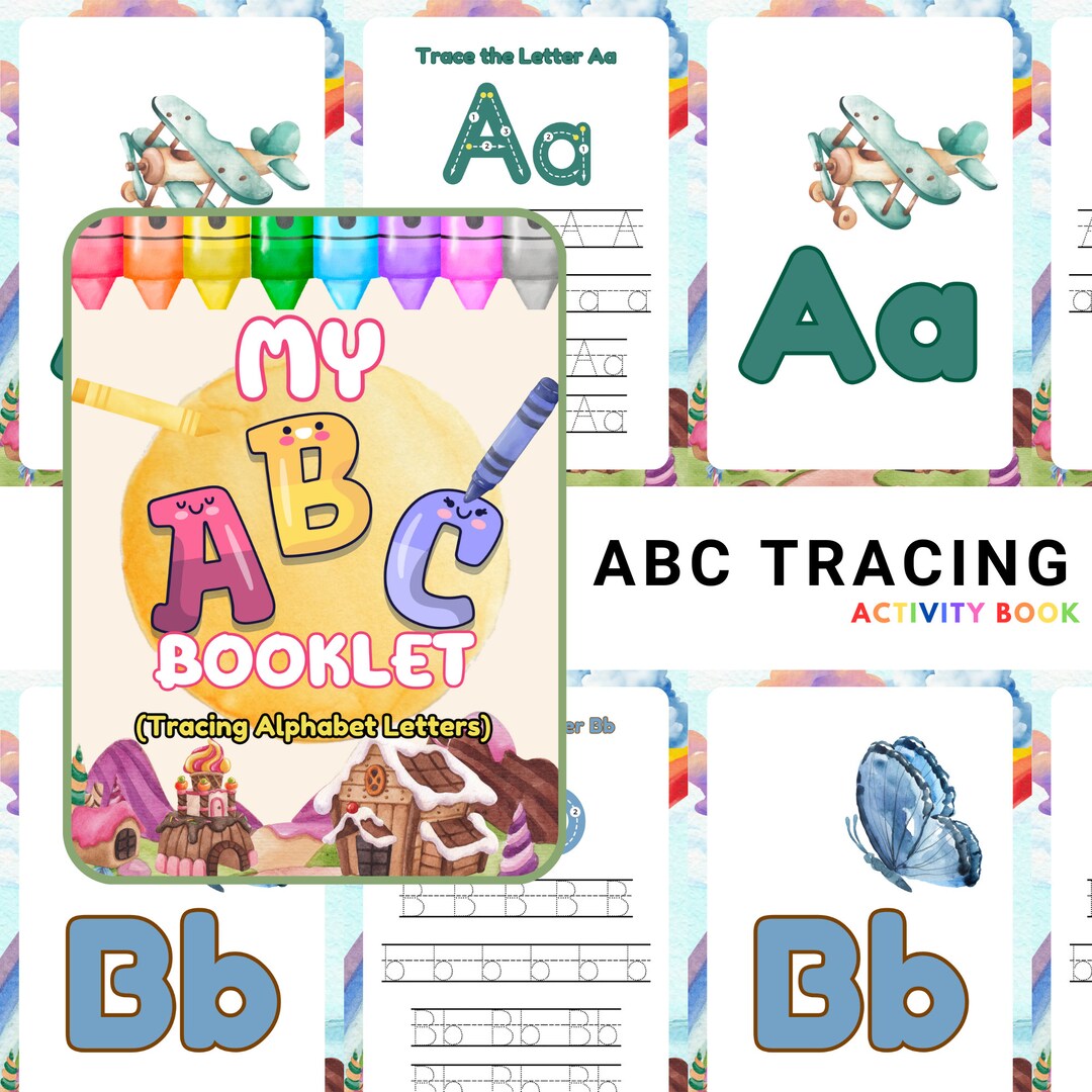 Printable My ABC Tracing Letters Booklet Worksheet Colorful Cute ...