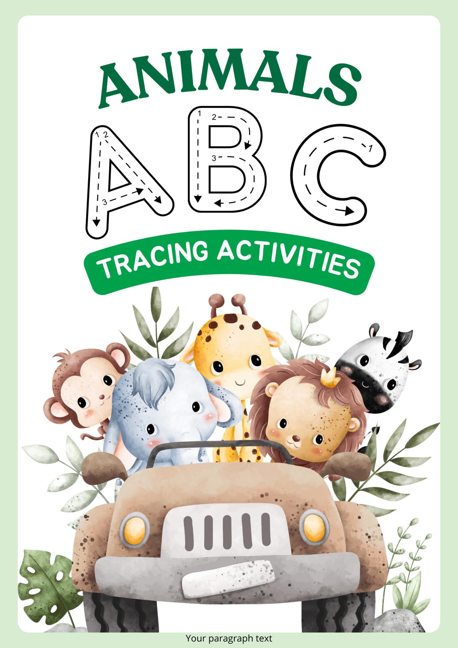 Printable Cute Alphabet Animal Tracing Activity Workbook / Flash Cards ...