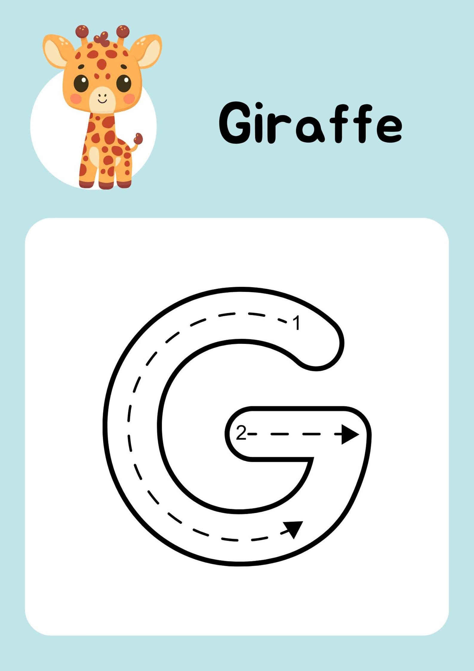 Printable Cute Alphabet Animal Tracing Activity Workbook / Flash Cards ...