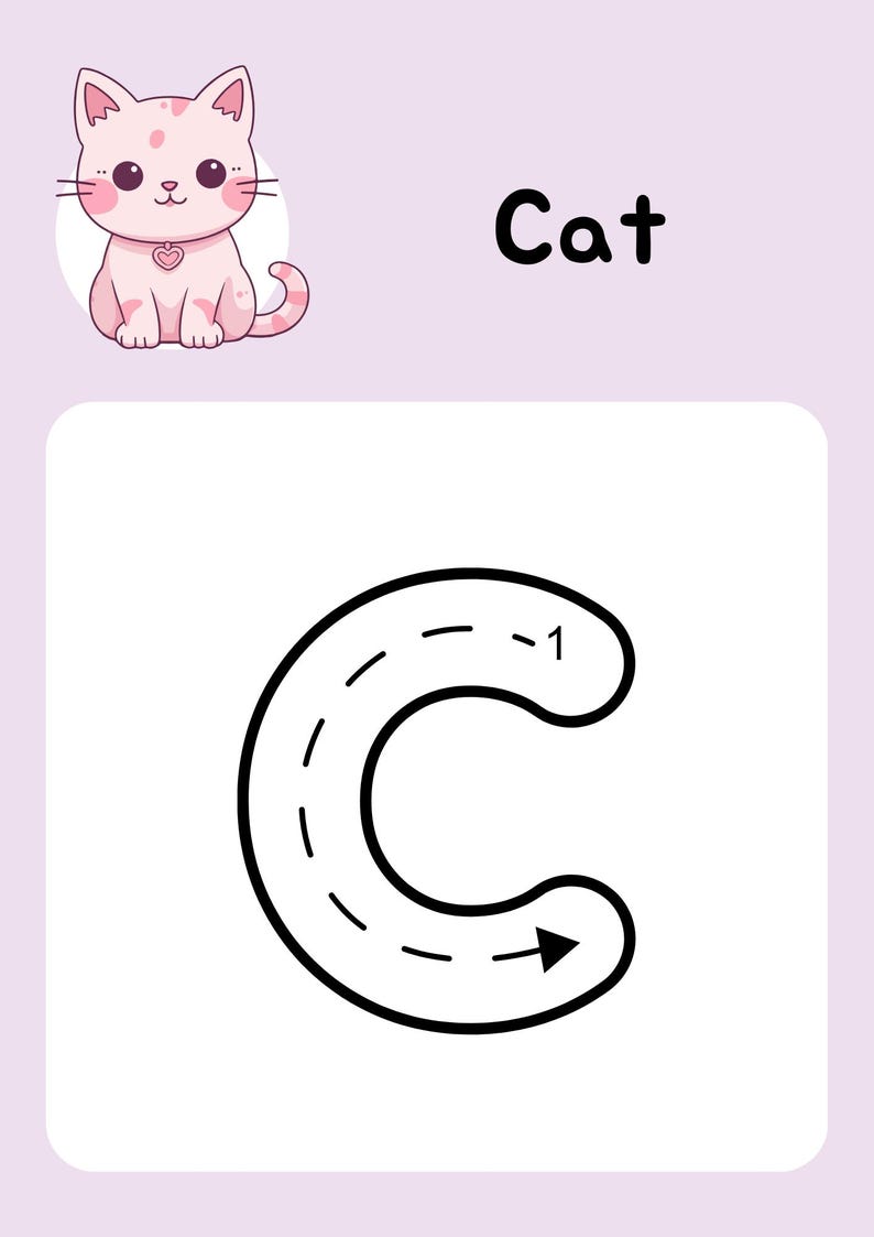Printable Cute Alphabet Animal Tracing Activity Workbook / Flash Cards ...